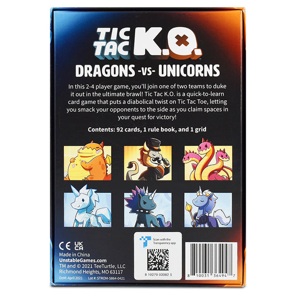 Tic Tac K.O.: Dragons vs Unicorns | Board Game Bandit Canada