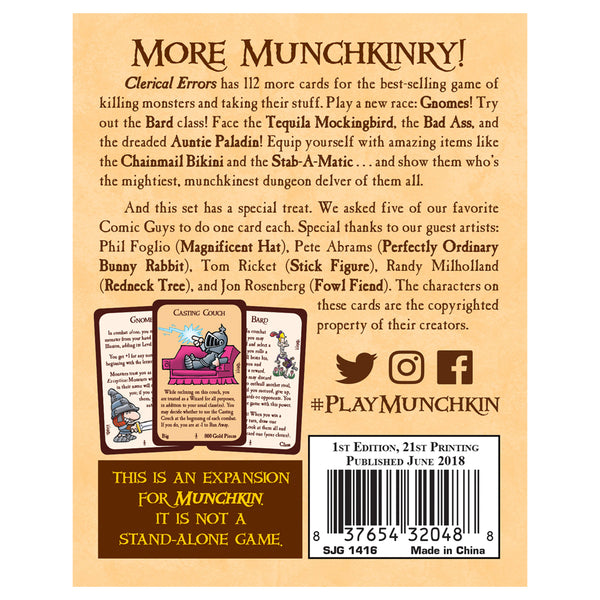Munchkin 3: Clerical Errors Expansion | Board Game Bandit Canada